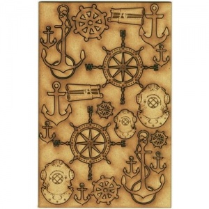 Mini Nautical Motifs Wood Shapes 2 for altered art and crafts